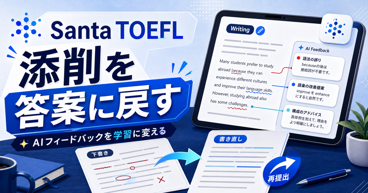 Santa TOEFL Writing添削の使い方と書き直し手順